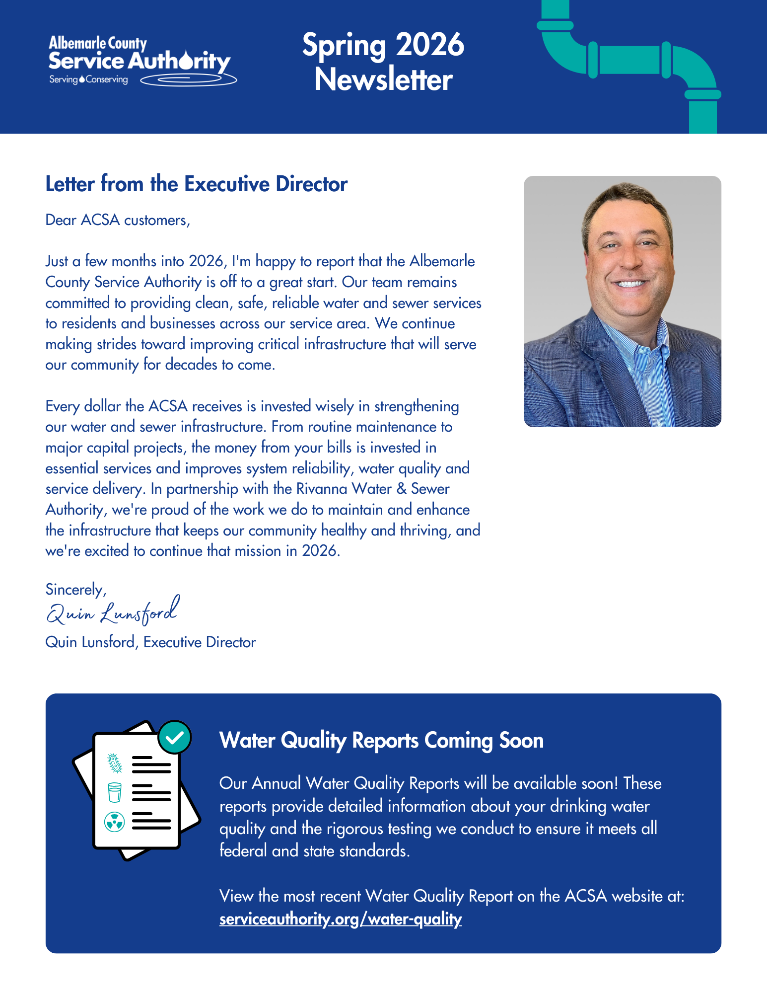 ACSA Spring 2026 Newsletter | Albemarle County Service Authority